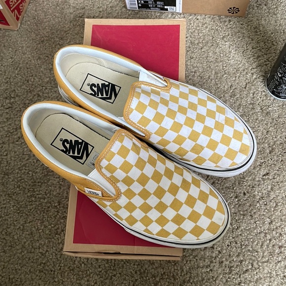 Vans | Shoes | Checkerboard Yellow Vans | Poshmark